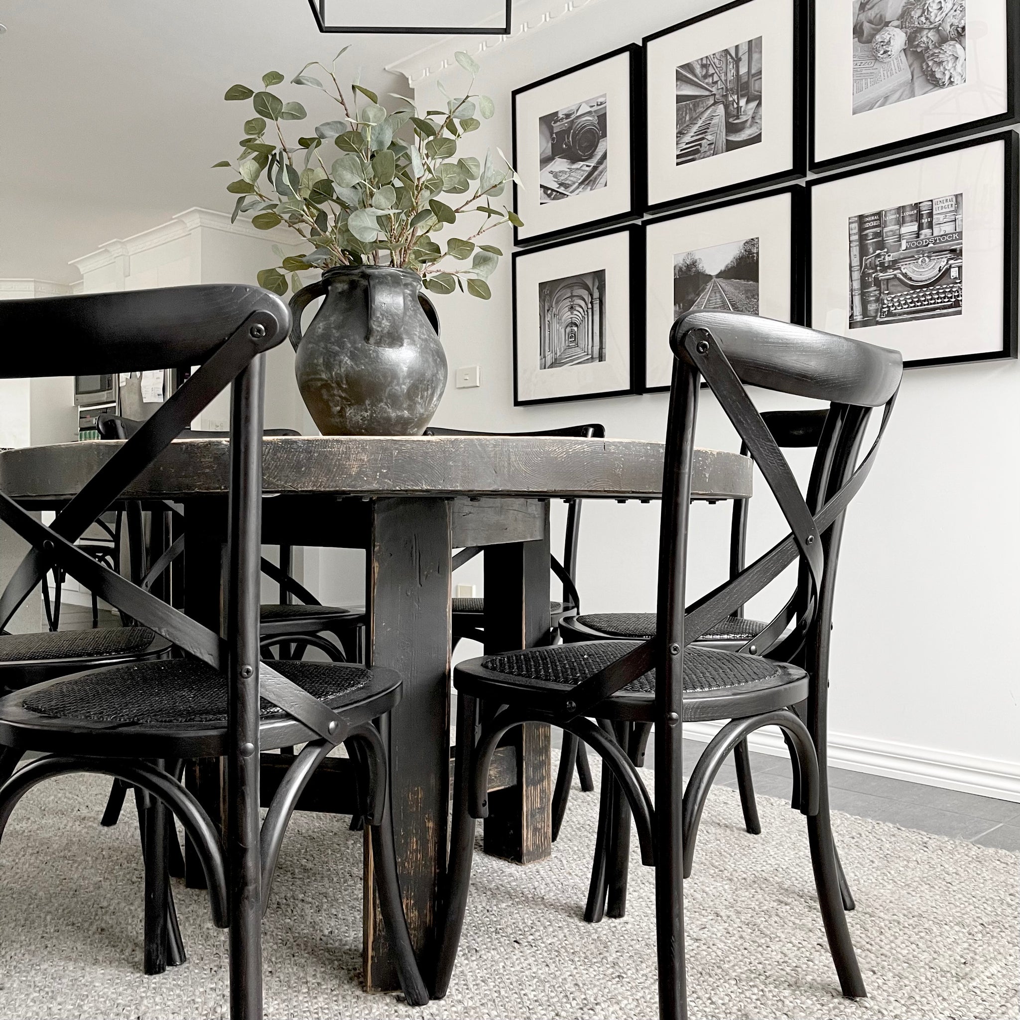 Heritage Dining Table | Round | Black Elm | Natural Top | 120cm | 152c ...